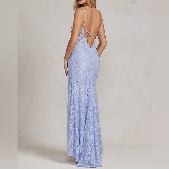 1148 | Dresses | Prom Dressperiwinkle Blue Formal Dress Floral Lace ...